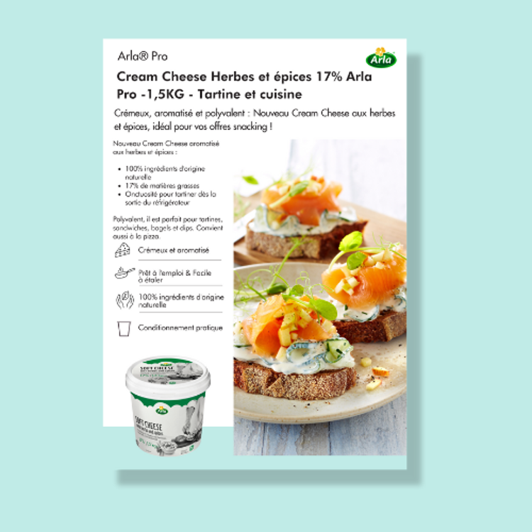 Cream cheese herbes et épices 16% 1.5kg - Tartine et cuisine | Arla ...