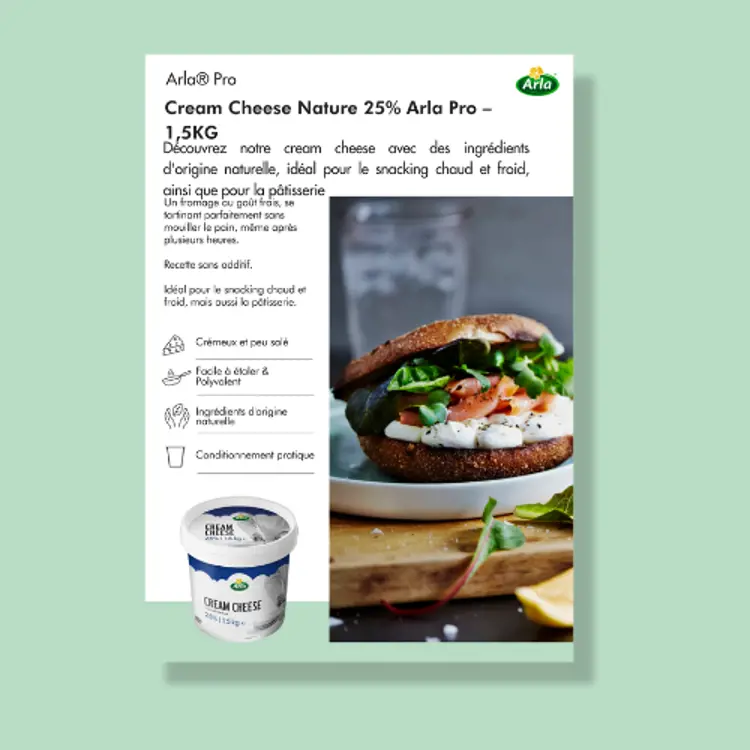 Cream cheese nature 25% 1.5kg | Acheter en gros | Arla® Pro